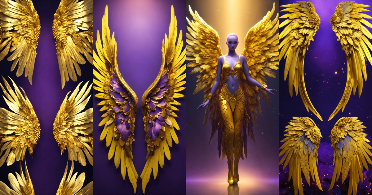 Lexica - Beautiful and perfect small angel wings in yellow with ...