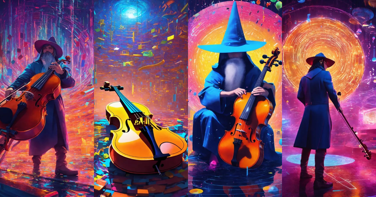 Lexica - A time-traveling wizard, violin infused into a floating retro ...