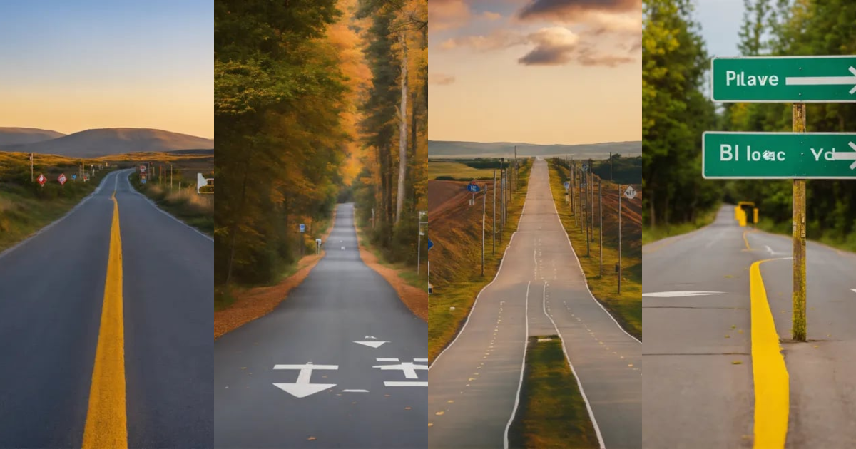 Lexica - A road with three paths and signs point in their directions ...