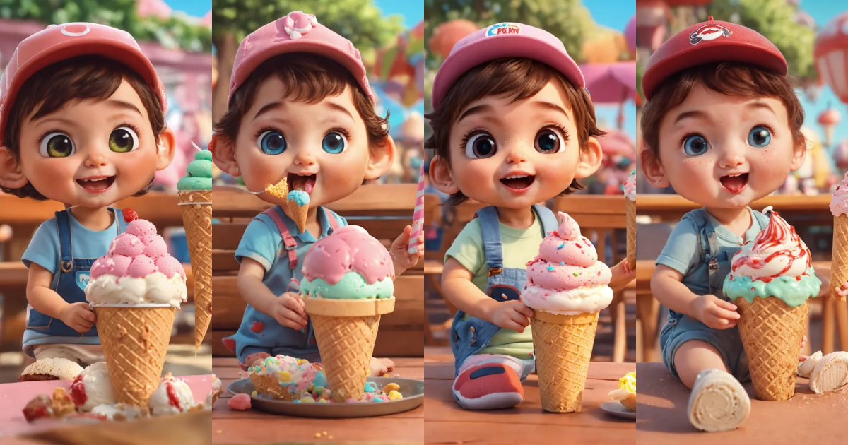 Lexica - A cute 3D craw character eating ice-cream, charming, adorable ...