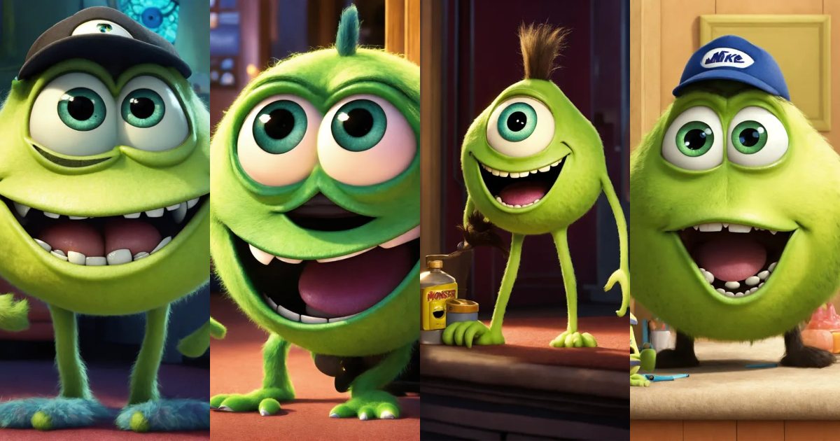 Lexica - Mike Wazowski from Monsters, Inc. with a black mustache.