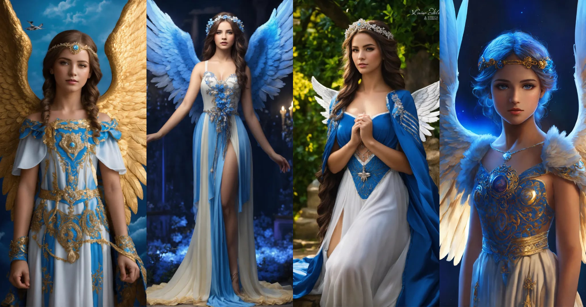 Lexica - 2 varones angeles guardianes con alas de angel de color azul ...