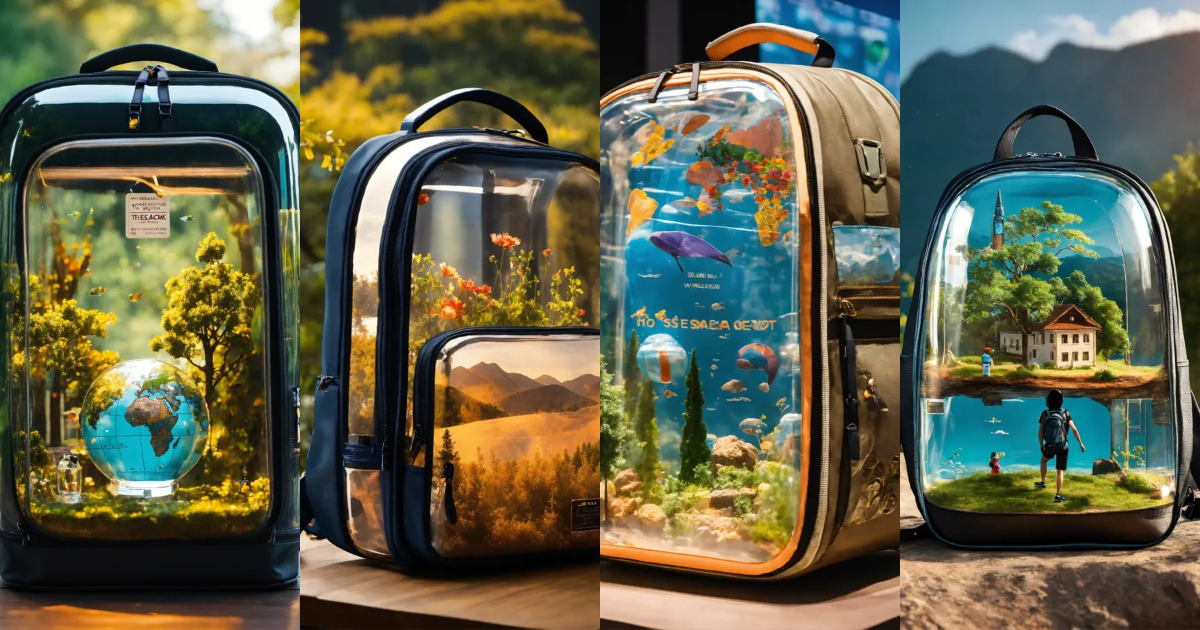 Lexica - A see through glass backpack with a world inside, product ...