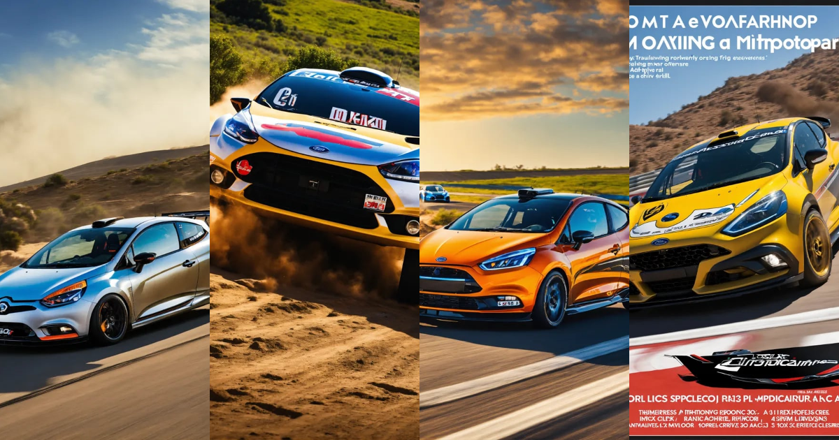 Lexica - Picture a captivating motorsports flyer showcasing three ...