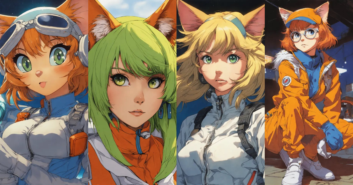 Lexica - 1990s anime sci-fi kooky cat female, full detailed eyes ...