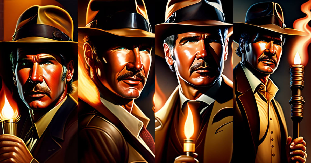 Lexica - Medium shot photo of Harrison Ford as Indiana Jones, holding ...