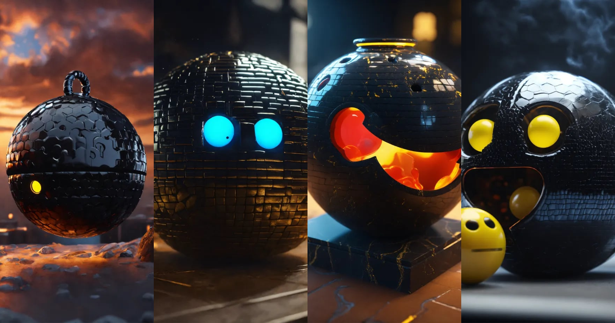 Lexica - Pac Man Marble Grenade concept, made out of black snake clouds ...