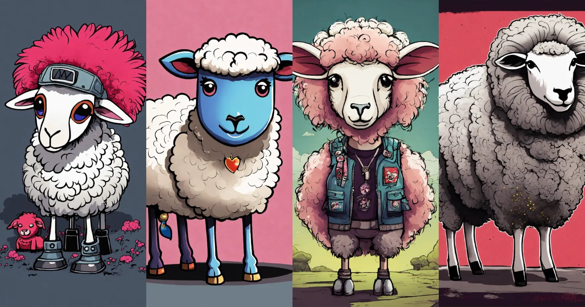 Lexica - Punk cartoon sheep