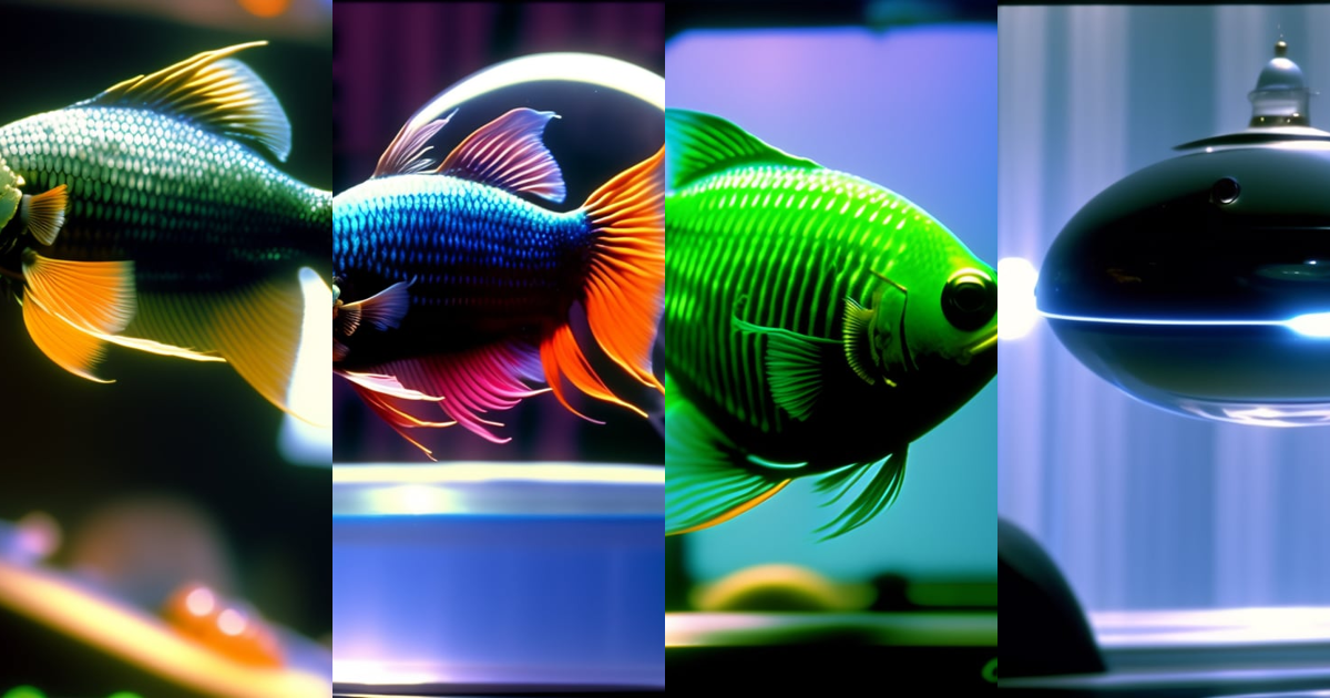 Lexica - Betta fish robot from "DVD screengrab from 1965 sci-fi film"