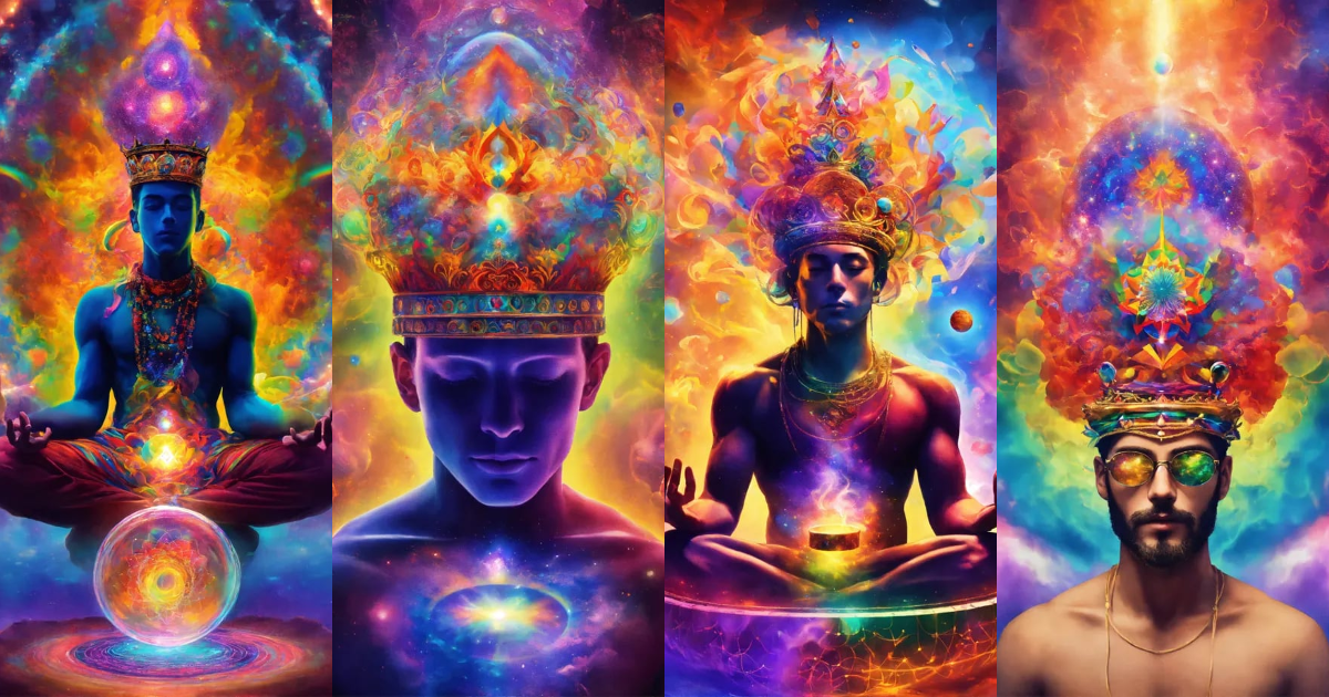 Lexica - Abstract drum smoking dmt, with universe coming out of his ...