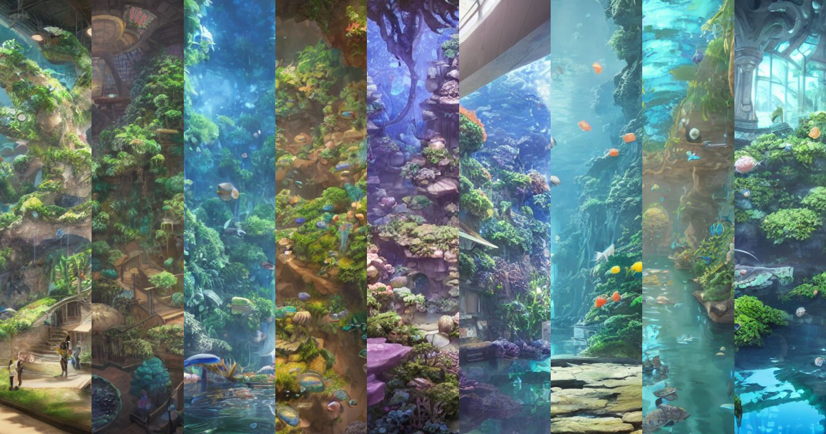 Lexica - An underground aquarium corridor, people observing lots of ...