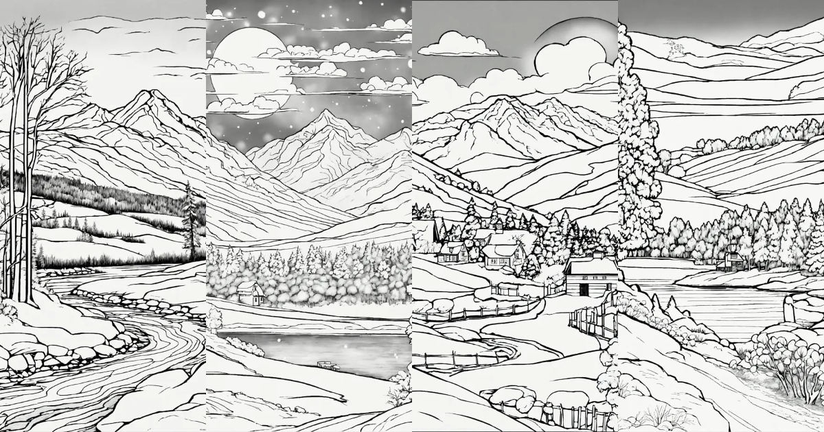 Lexica - Winter landscape coloring page