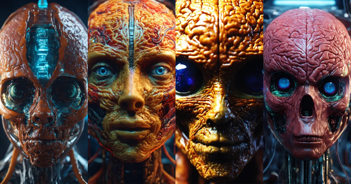 Lexica - Extraterrestrial face. Created by Macro shot of a human brain ...