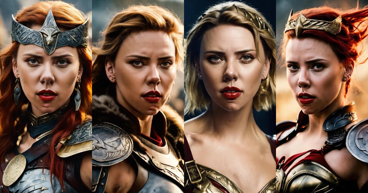 Lexica - Photo quality portrait of Scarlett Johansson as Norse Valkyrie ...