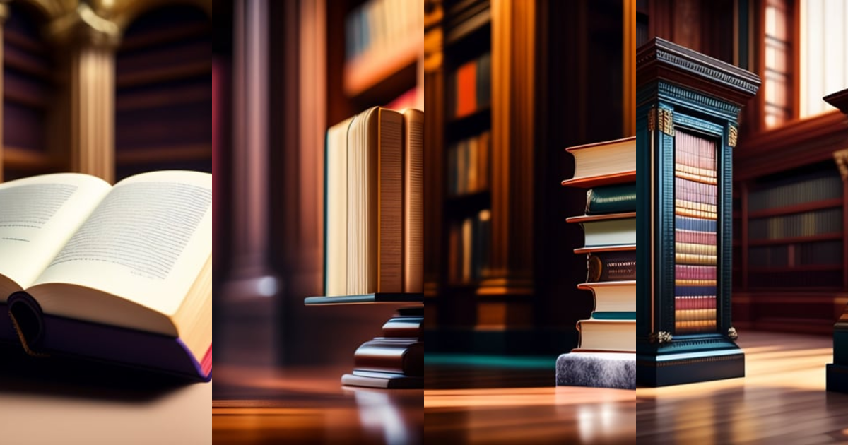 Lexica - A book on a pedestal inside a huge library