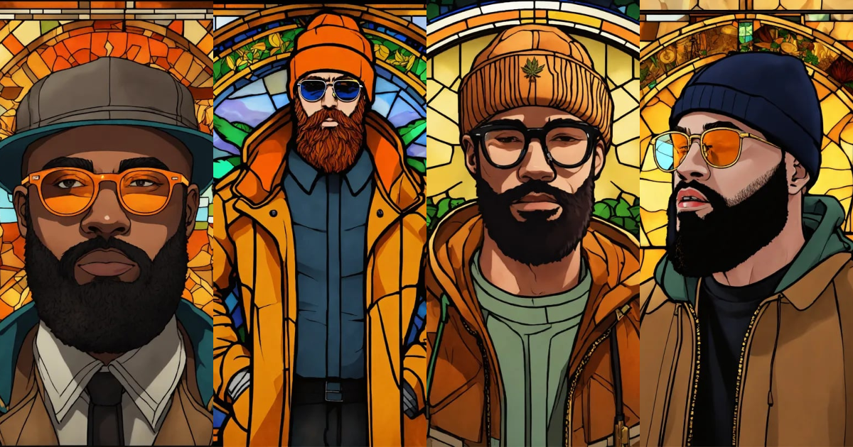 Lexica - HD, 4K, Background is a stained glass with images in the ...