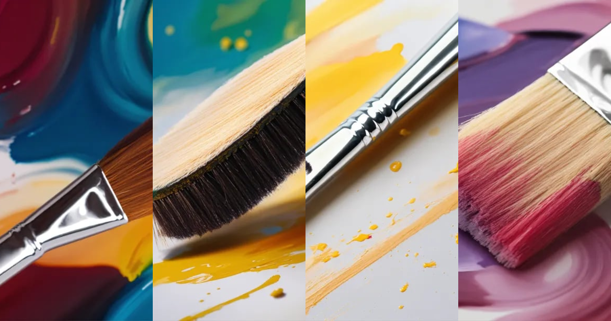 Lexica - A thin painting brush dabbling paint on a white background ...