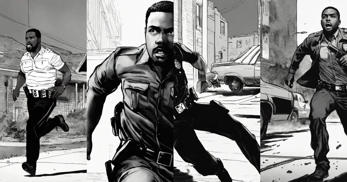 Lexica - A black and white illustration of a scared 35-year-old ...