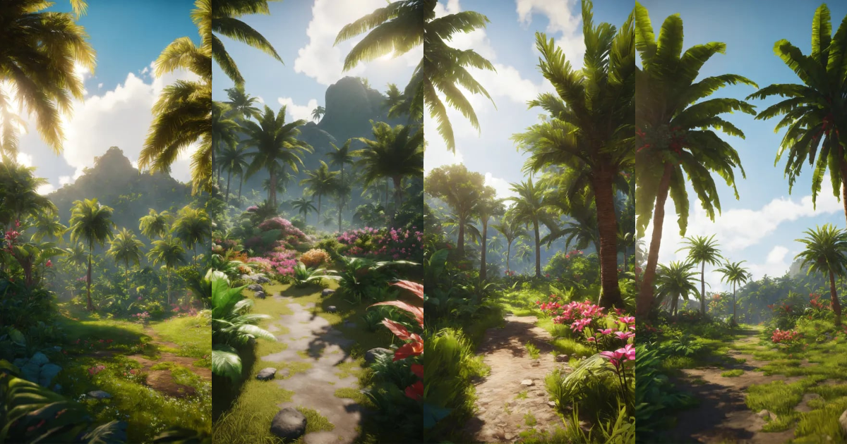 Lexica - Massive open tropical landscape, alien palm trees, tropical ...