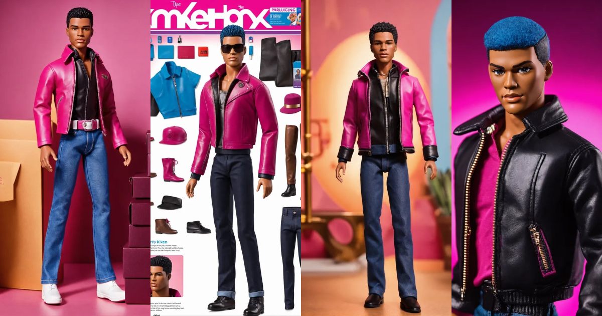 Lexica - Design the packaging for a Ken doll in a stylish, black ...