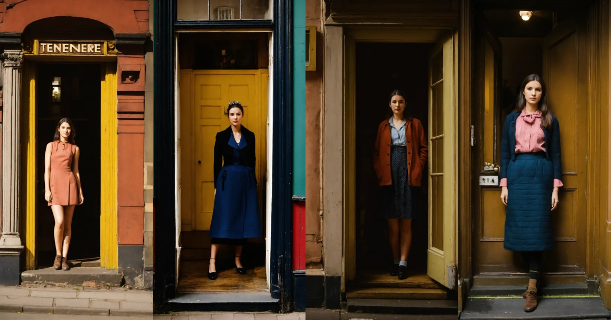 Lexica - Model standing in doorway, glasgow tenement