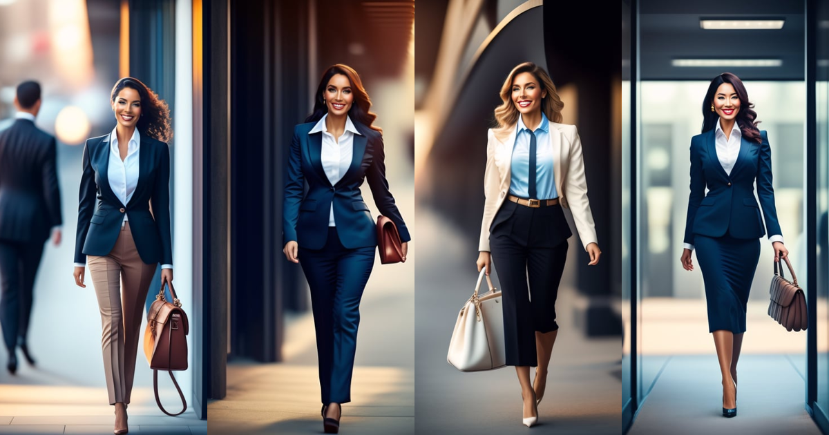 Lexica - Happy business woman going to work morning