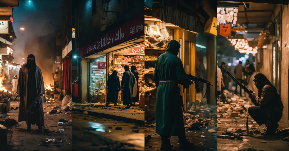 Lexica - Evil people destroying shops with weapons and stealing devices ...