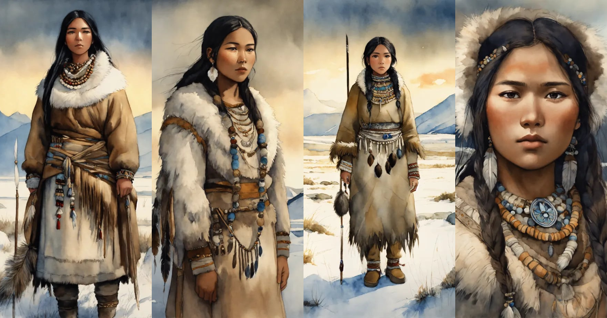 Lexica - Illustration of an inuit woman, young, 18 years old, beautiful ...