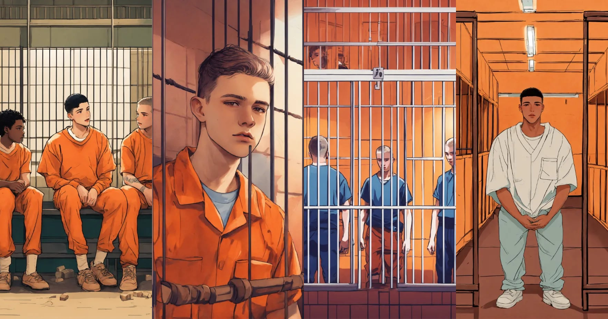 Lexica - Generate an illustration that represents 3 young white inmates ...