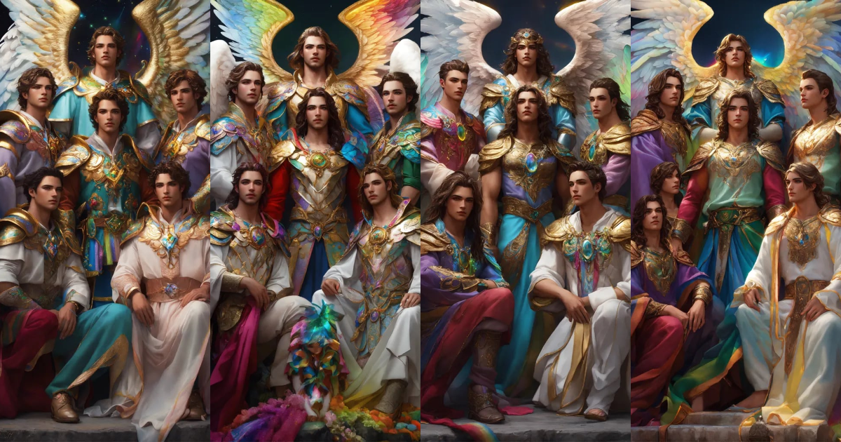 Lexica - Group of 7 beautiful and perfect male Angels, detailed and ...