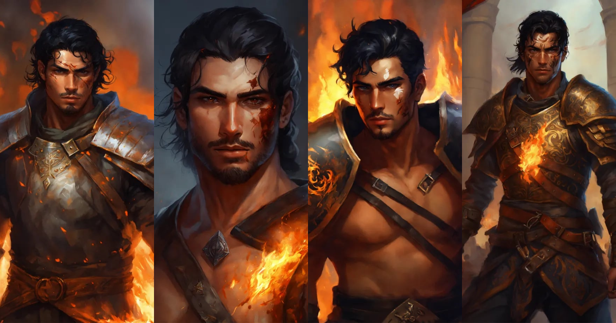Lexica - Handsome black-haired male warrior prisoner with a burn on his ...