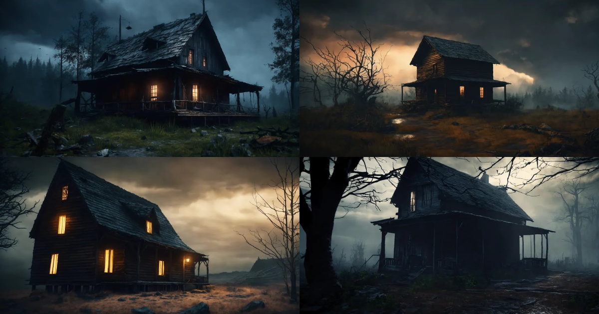 Lexica - NIGHT . DARK NIGHT. wooden house. digital image of a dark and ...