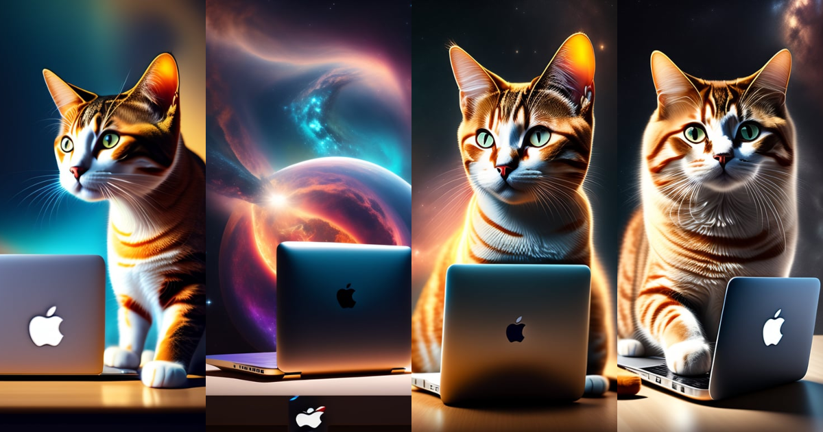 Lexica - Cat with MacBook space