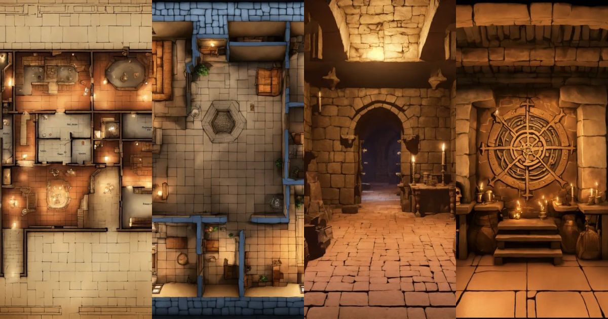 Lexica - Roleplay floorplan of a castle crypt dungeon