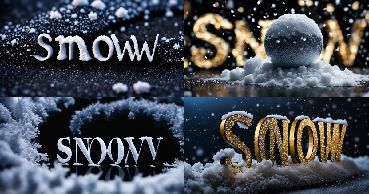 Lexica - Black background, the word Snow made of snow in 3d 4k ...