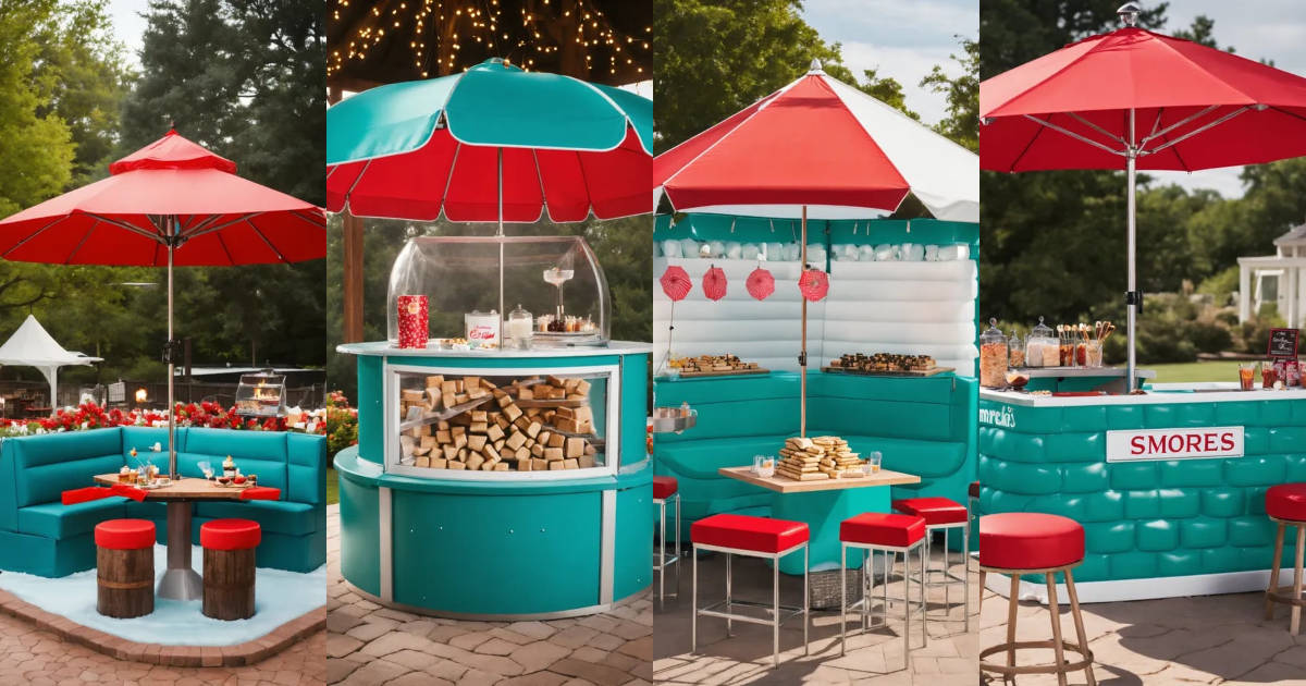 Lexica - Elegant teal ice igloo booth to sell smores outdoor with a red ...