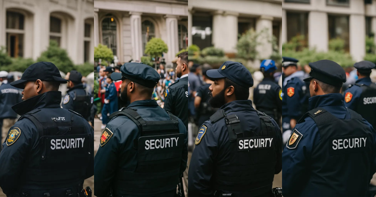 Lexica - A lone security officer wearing security cap
