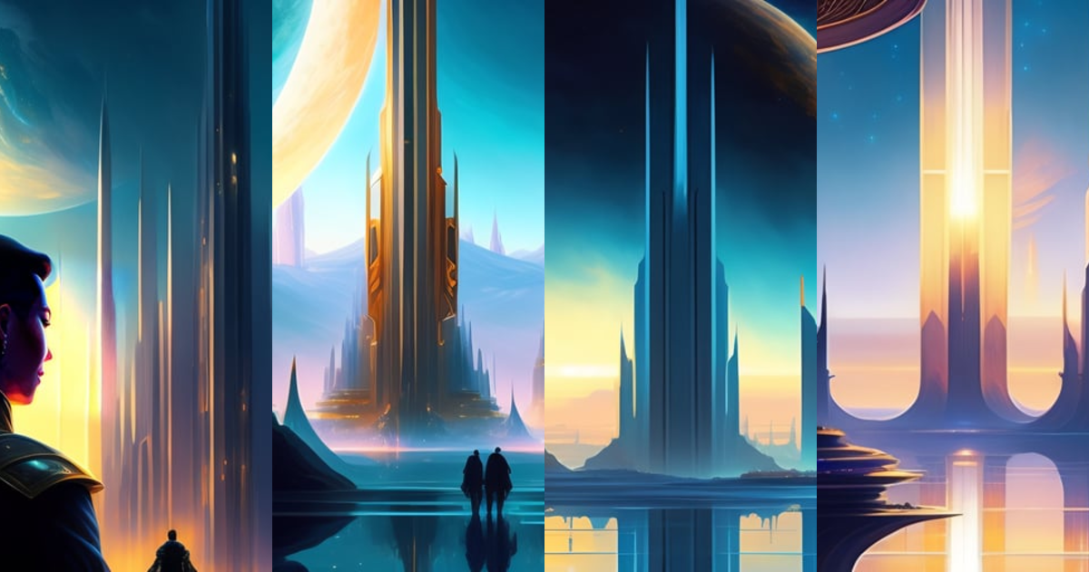 Lexica - A cover art of A shining city with tall technological spires ...