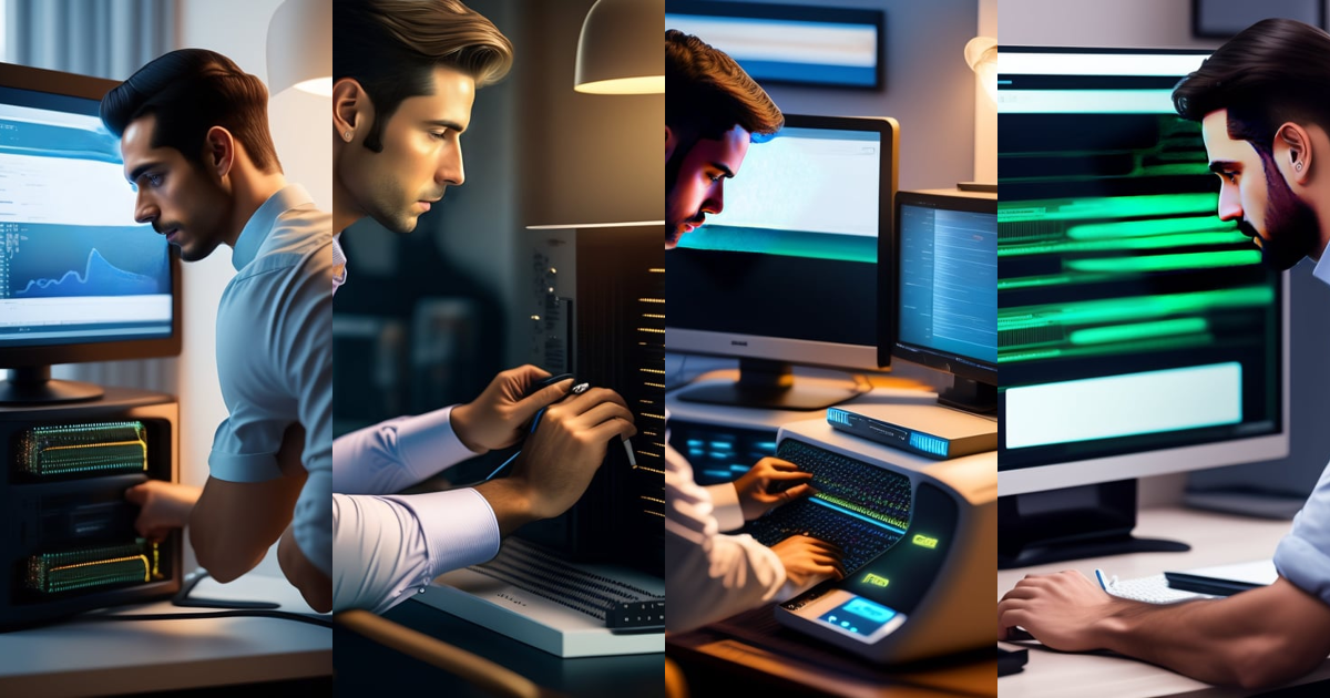 Lexica - Photo of a caucasian computer engineer working on his desk