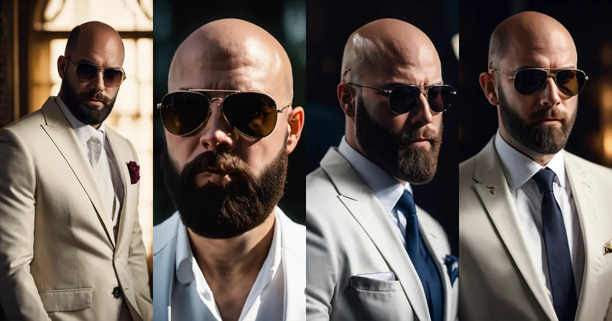 Lexica - Image of bald Andrew tate, one day beard, with small, slightly ...