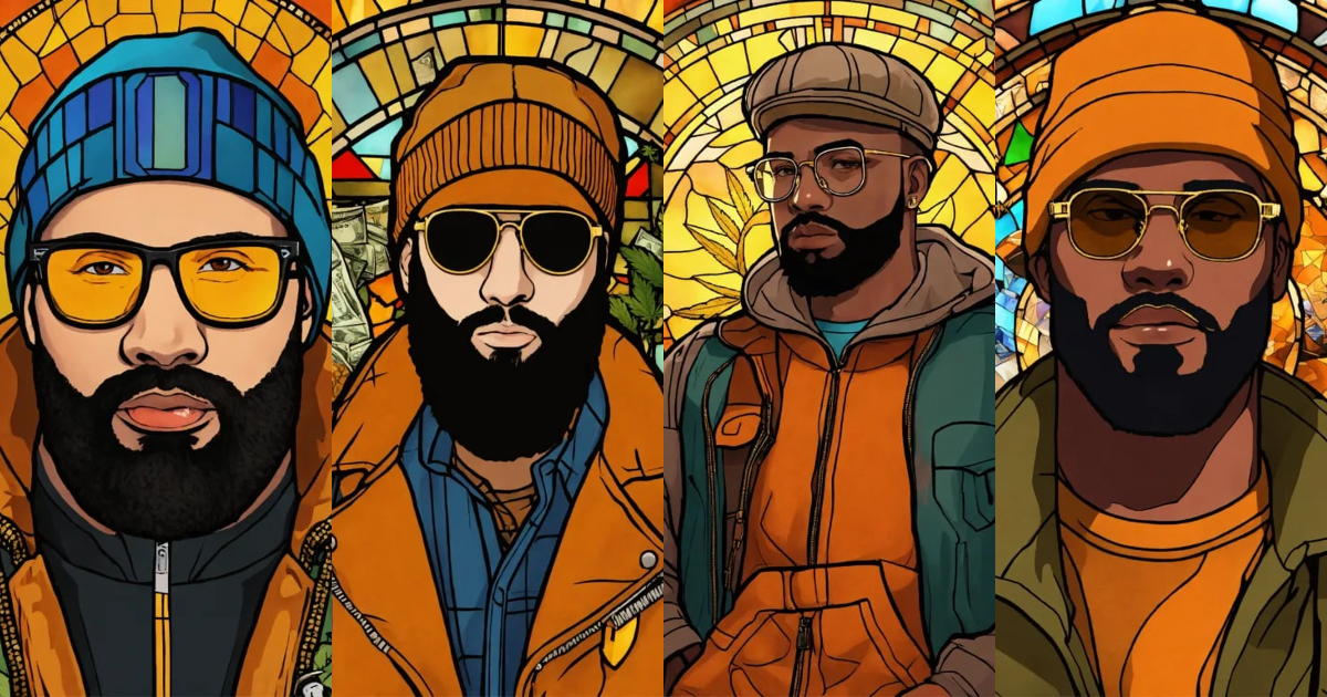 Lexica - HD, 4K, Background is stained glass with images in the stained ...