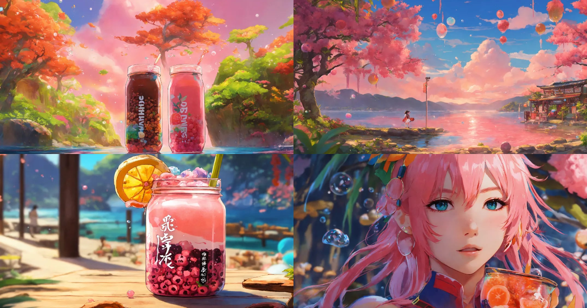 Lexica - Seamoss, health, chai tea, bubble tea, coral pink, tropical, bubble tea, chai tea ...