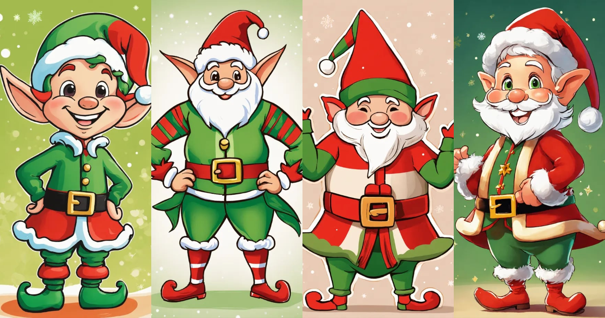 Lexica - The cartoon illustration of Santa's elf is a diminutive ...