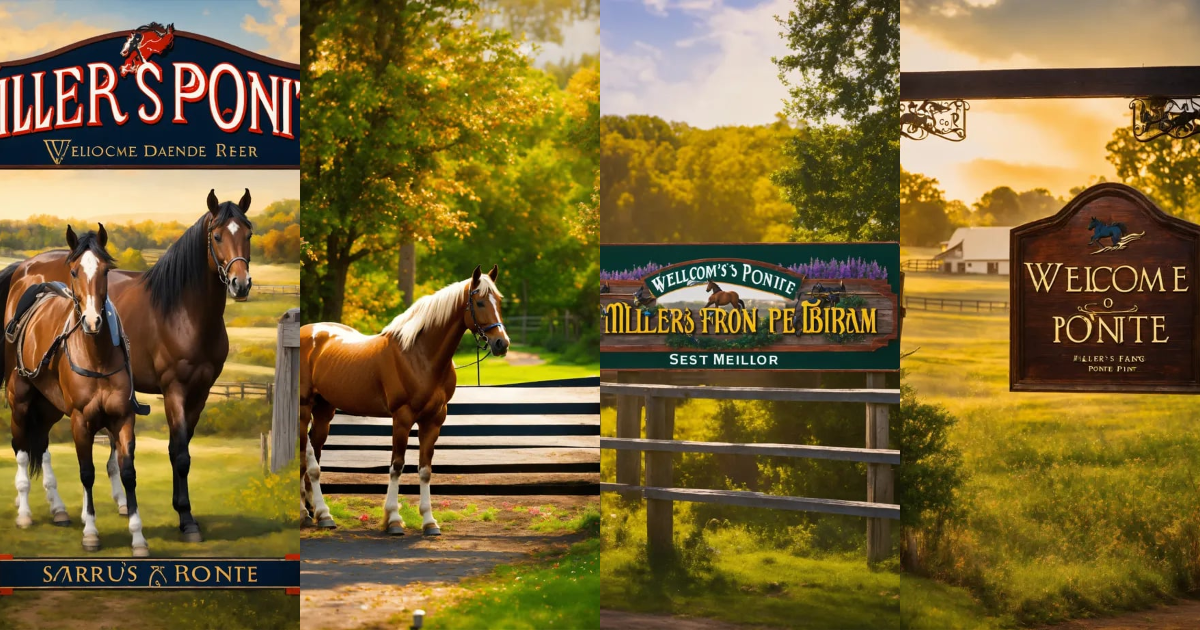 Lexica - Welcome to Miller’s Pointe, sign, realistic, horse farm