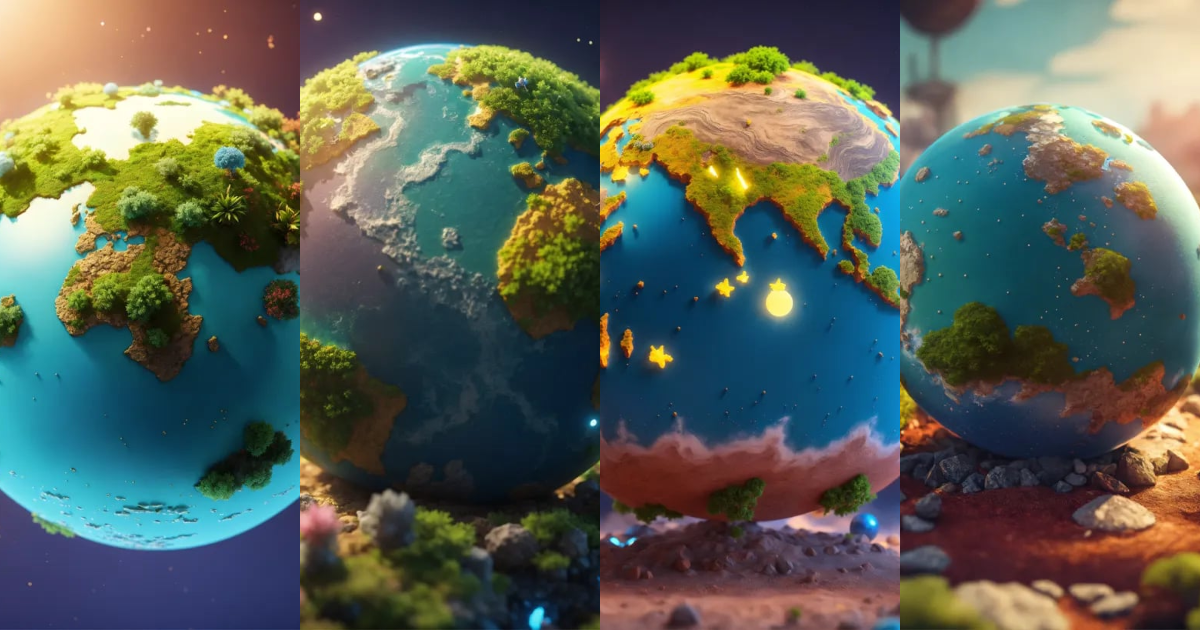 Lexica - 3d render of a cute detailed planet, miniature earth, surreal ...
