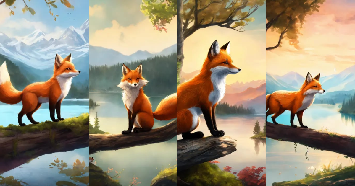 Lexica - Concept art of a wild small fox on a tree branch with a long ...