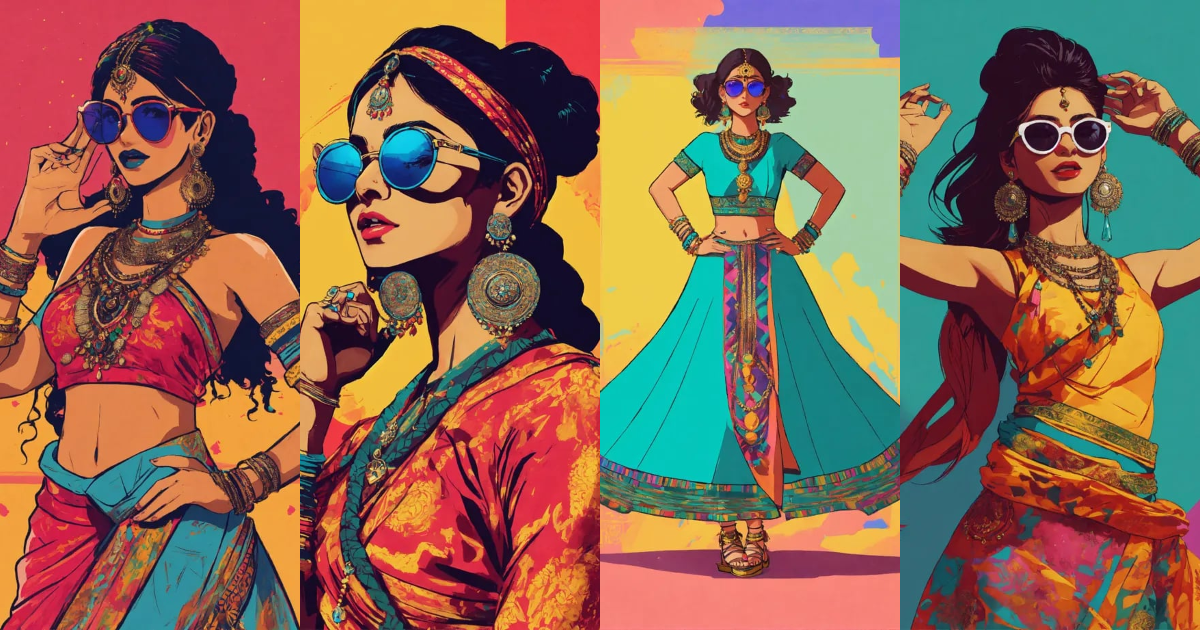 Lexica - Illustration of an Indian Girl wearing an ethnic dress. With ...