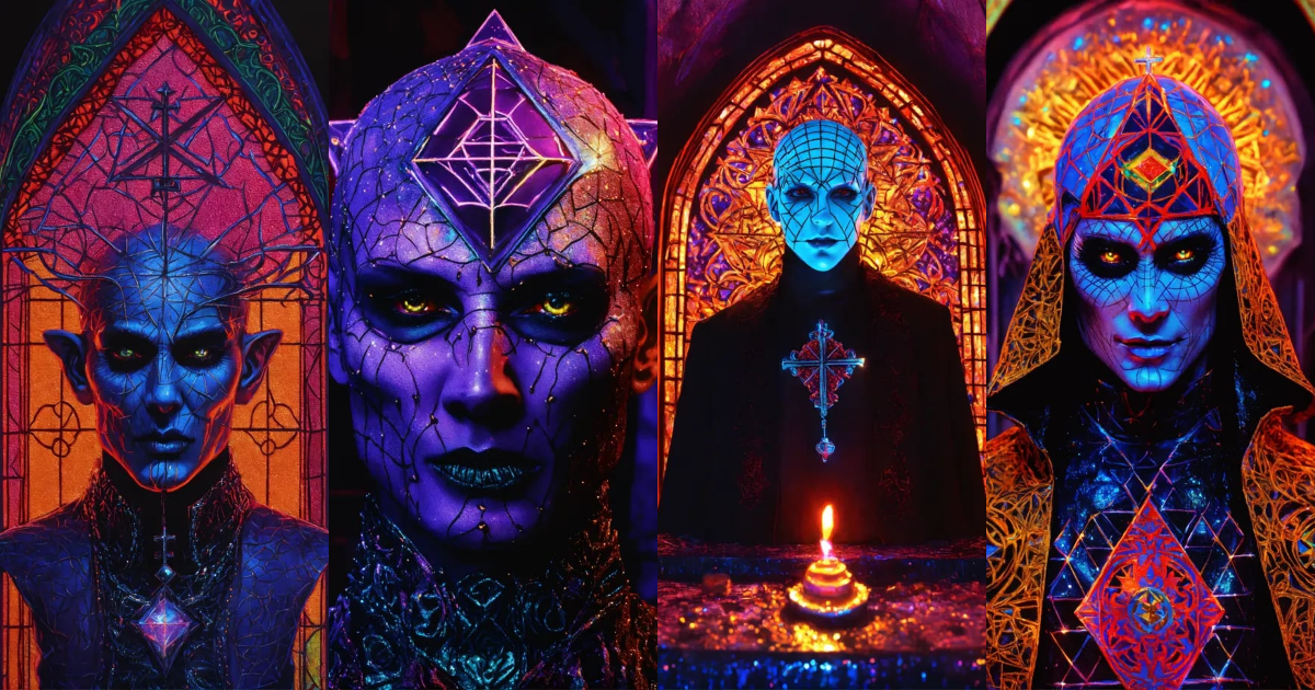 Lexica - Photorealistic Hellraiser in a diamond Blacklight DMT demon ...