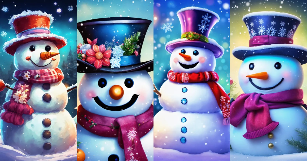Lexica - A cute jolly happy snowman wearing a beautiful detailed ...