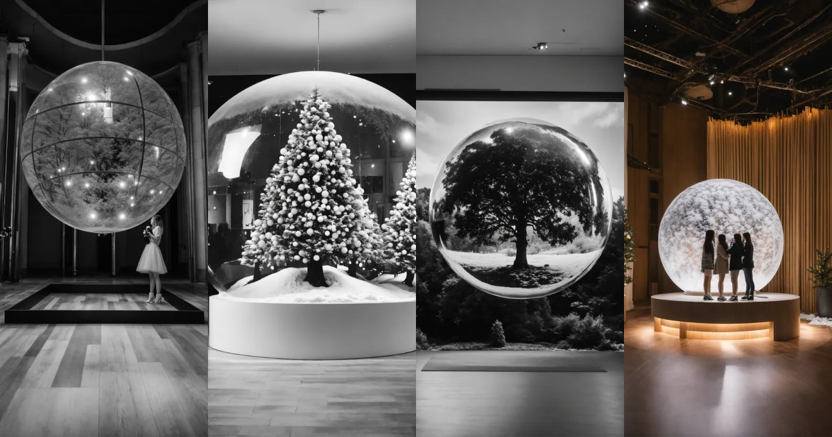 Lexica - Create a captivating snow globe photo wall spanning ...